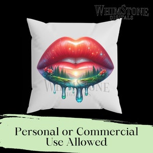 Scenic River Lips PNG, Kiss Lips Dtf Design, Dripping Lip Clipart, Red ...