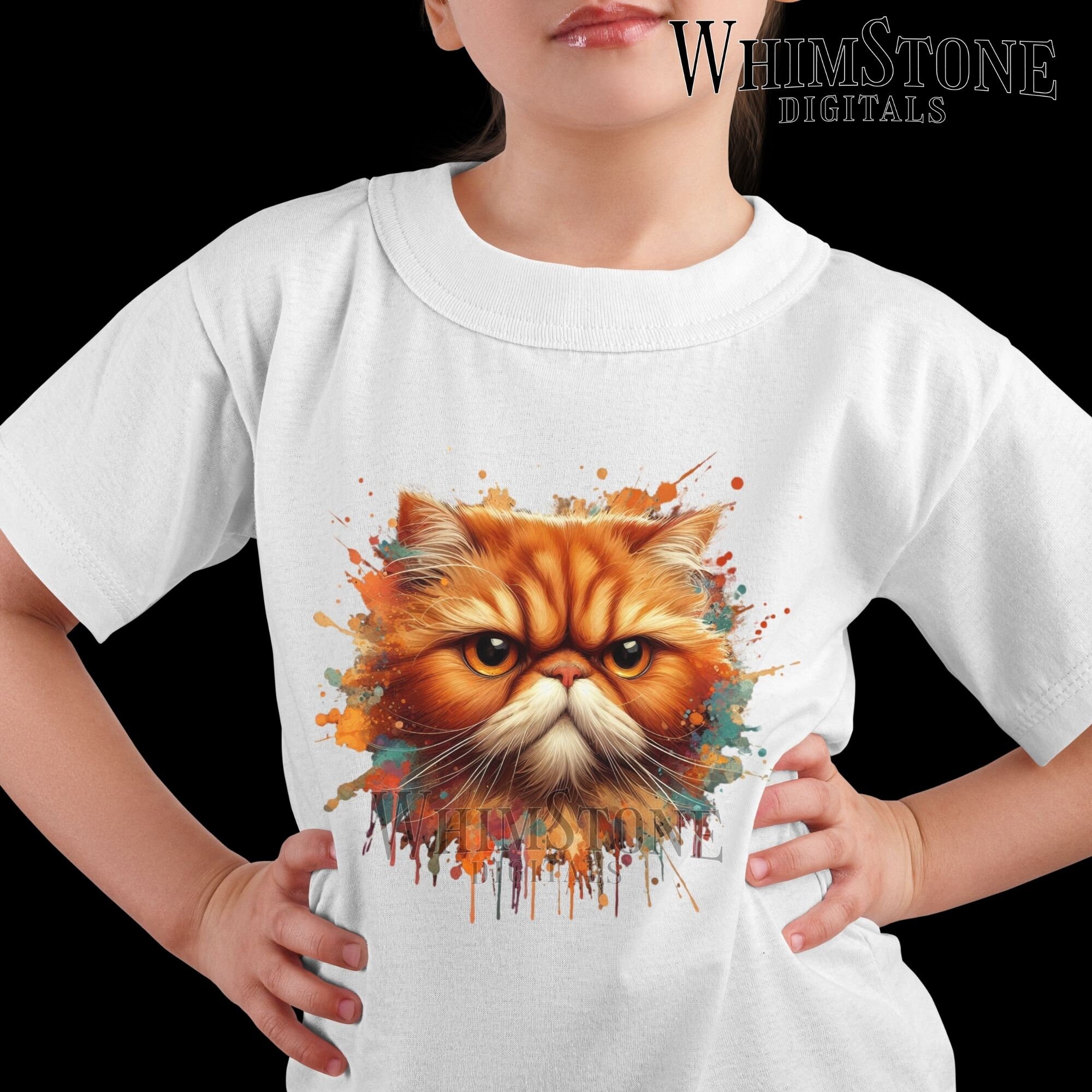 Watercolor Grumpy Cat PNG DTF Design Artistic Orange Cat Clipart Cat T ...