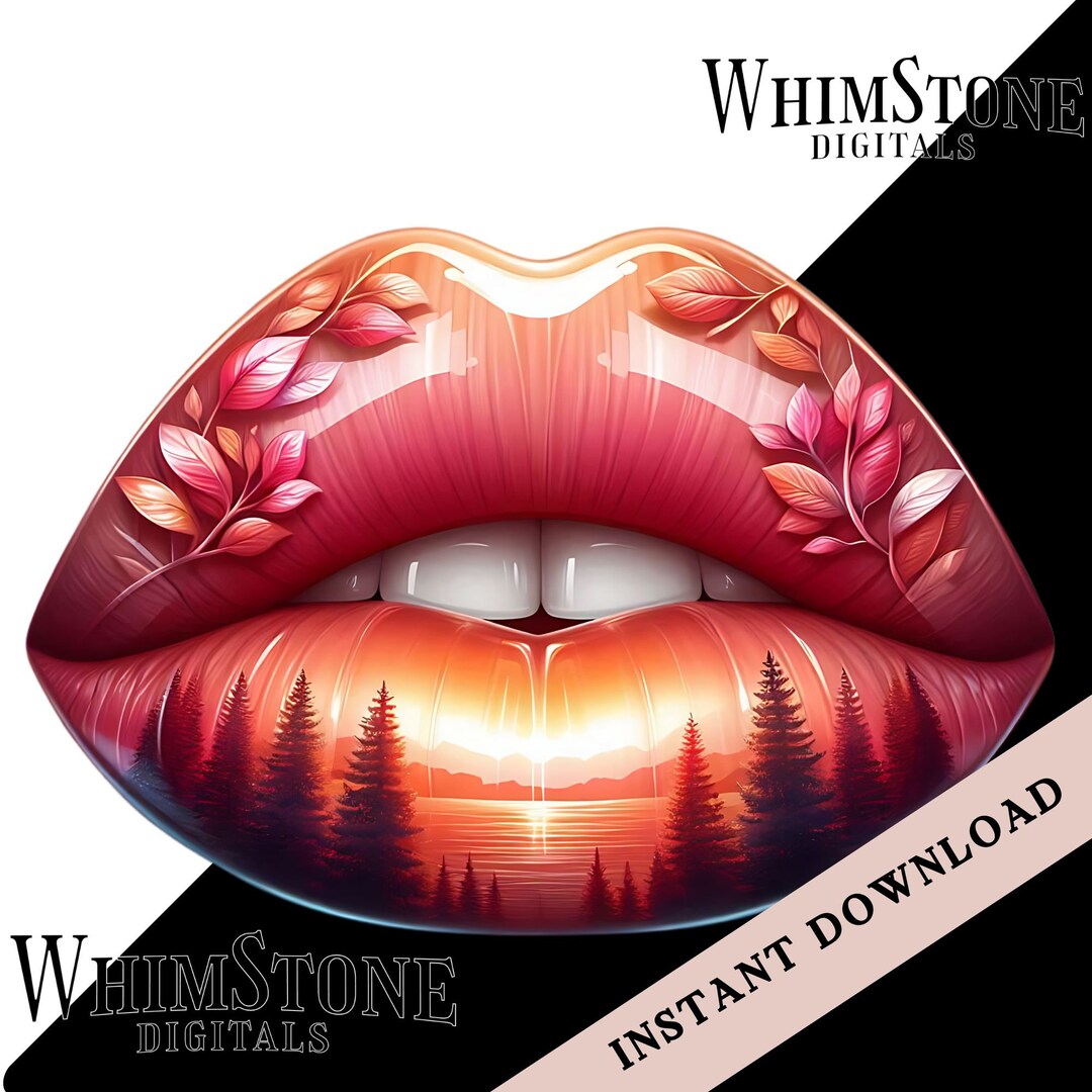Nature Scenic Lips PNG, Kiss Lips Dtf Design, Dripping Lip Clipart ...