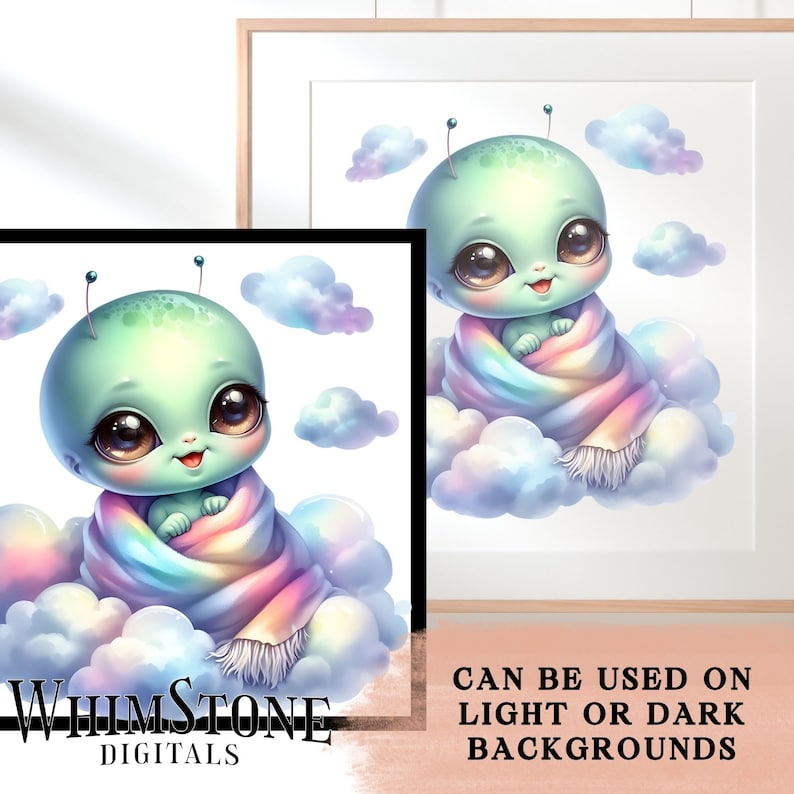 Cute Baby Alien Clipart Bundle, Alien Babies PNG Bundle, Fun Nursery ...
