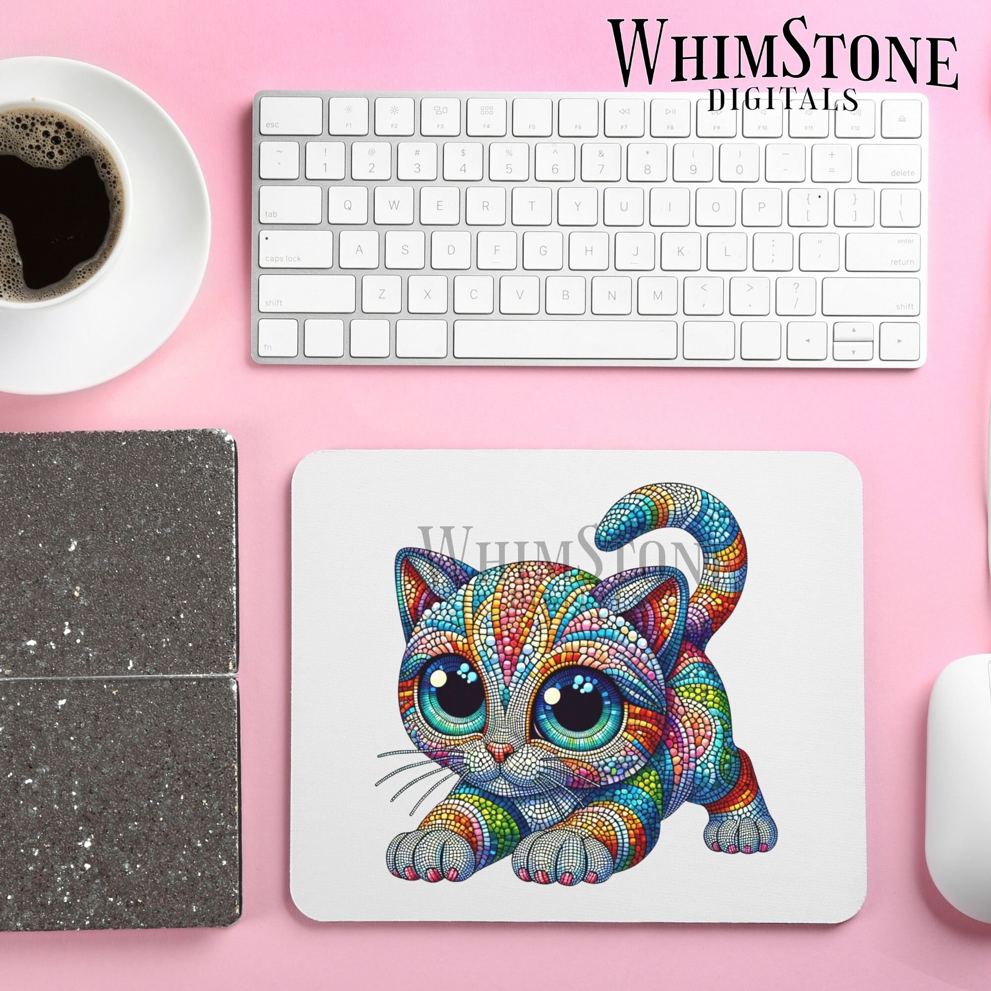 Mosaic Kitten PNG Cute Cat Dtf Design Mosaic Cat Sublimation Playful ...