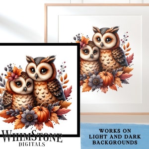 Owls in Autumn Clipart Bundle, Autumn PNG Bundle, Fall Owls Pngs, Owl ...