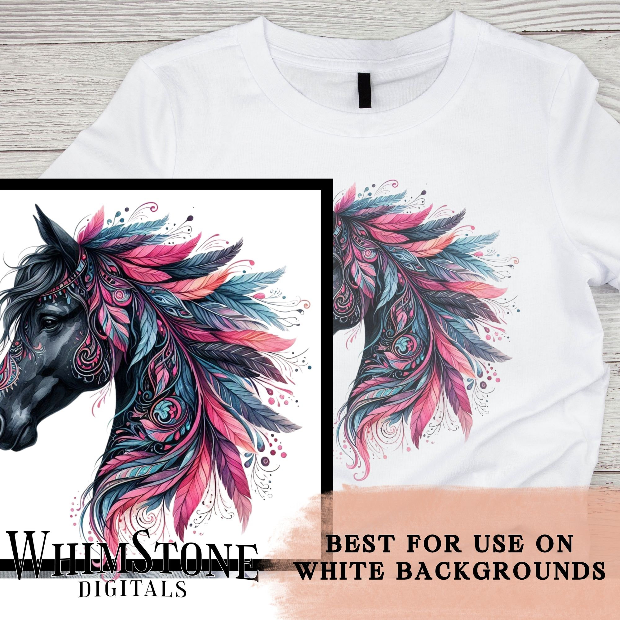 Watercolor Boho Horse Clipart Bundle, Horse Head PNG Bundle, Colorful ...