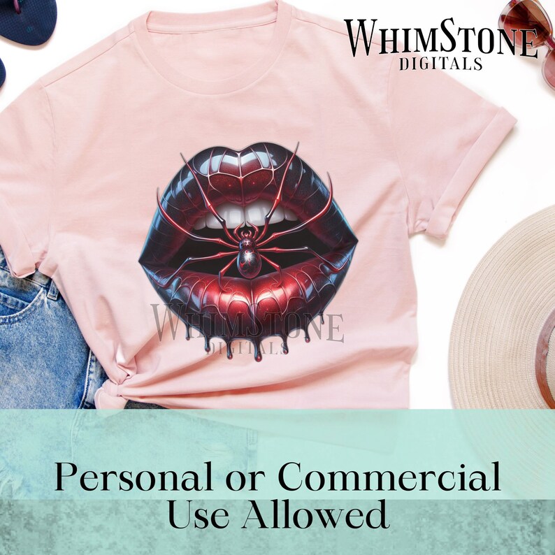 Spider Lips PNG, Spooky Lips Dtf Design, Halloween Clipart, Creepy ...