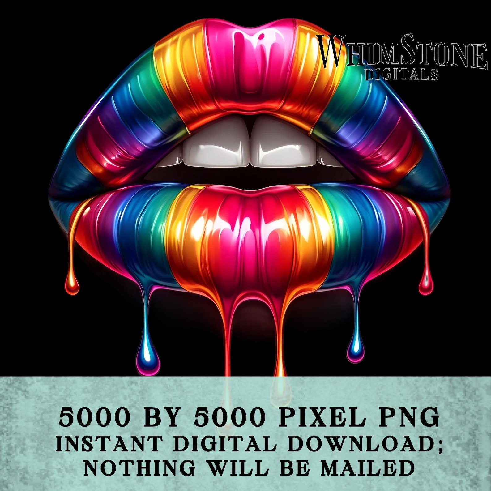 Rainbow Lips PNG, Kiss Lips Dtf Design, Dripping Lip Clipart, Colorful ...