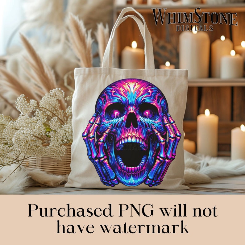Screaming Skull PNG, Neon Skull Sublimation, T-shirt Graphic, Spooky ...