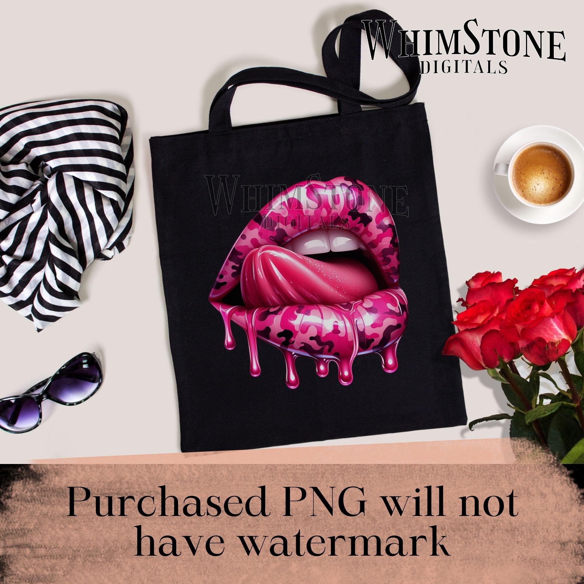 Camouflage Lips PNG Bundle, Camo Lips Clipart, Dtf Design, Licking Lips ...