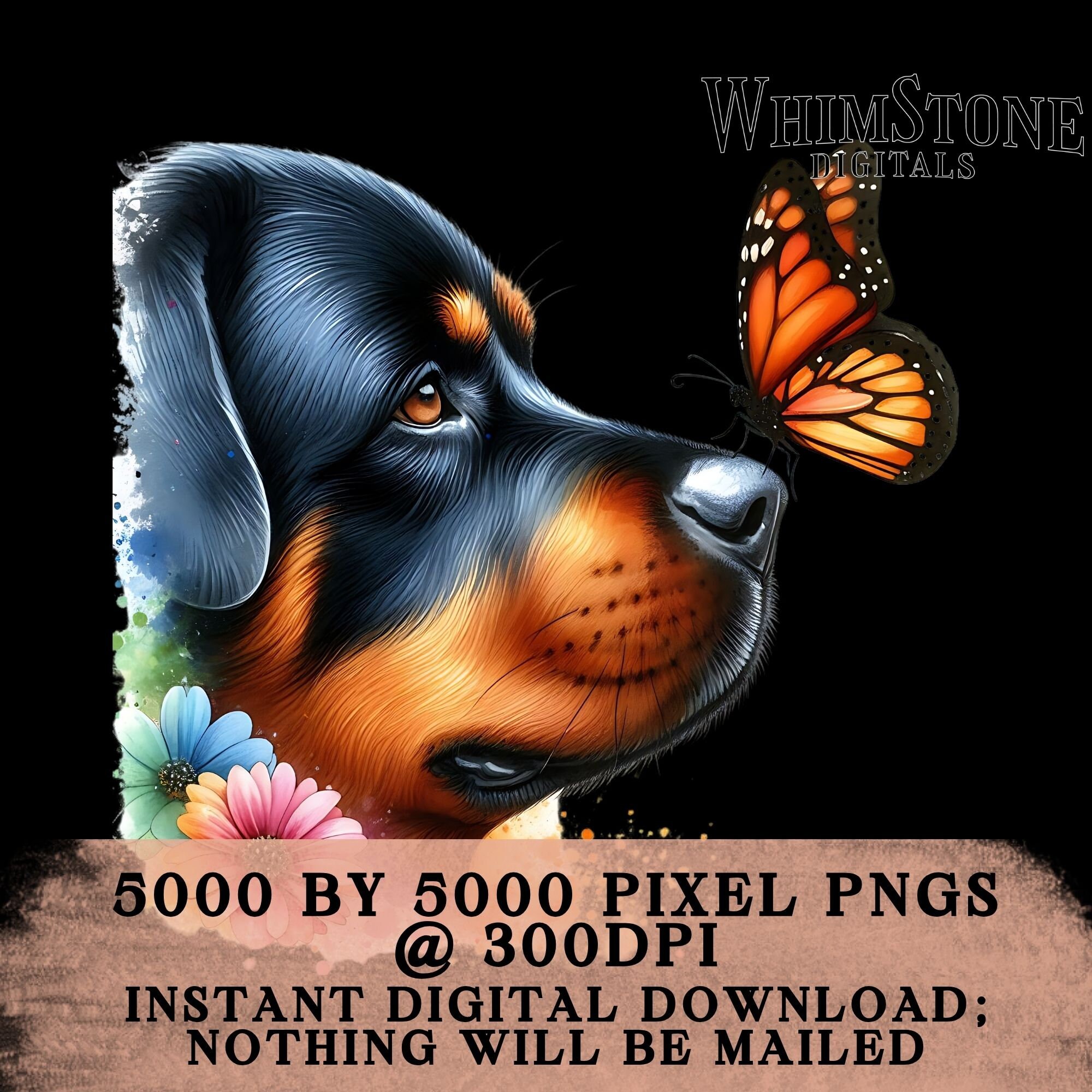 Watercolor Dogs and Butterflies Clipart Bundle, Butterfly on Dog Nose ...