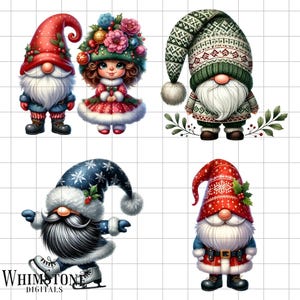 Christmas Gnomes Clipart Bundle, Winter Gnomes PNG Bundle, Cute Gnome ...