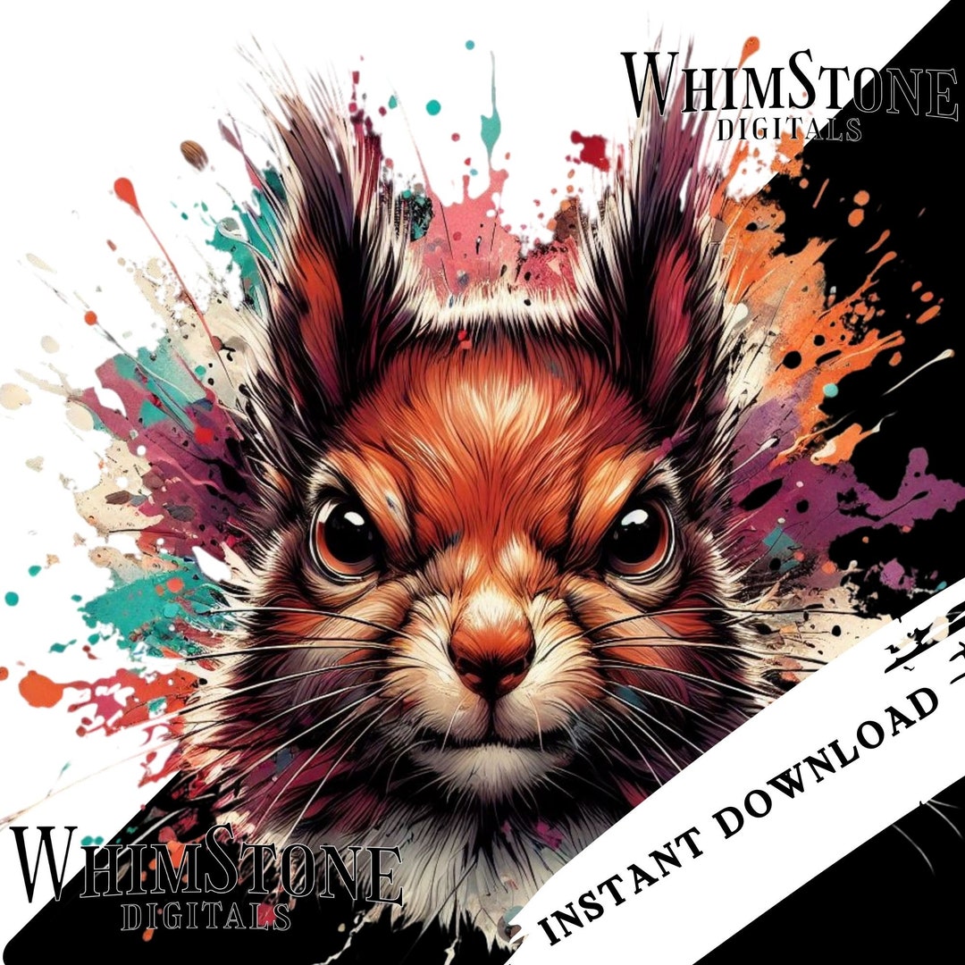 Watercolor Grumpy Squirrel PNG DTF Artistic Squirrel Clipart T-shirt ...