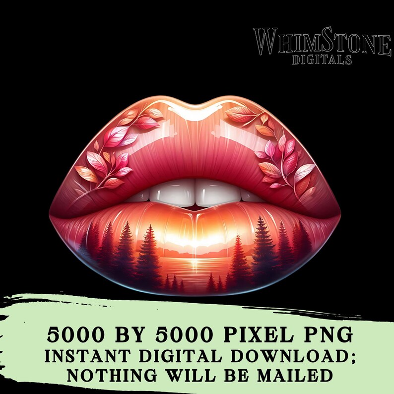 Nature Scenic Lips PNG, Kiss Lips Dtf Design, Dripping Lip Clipart ...