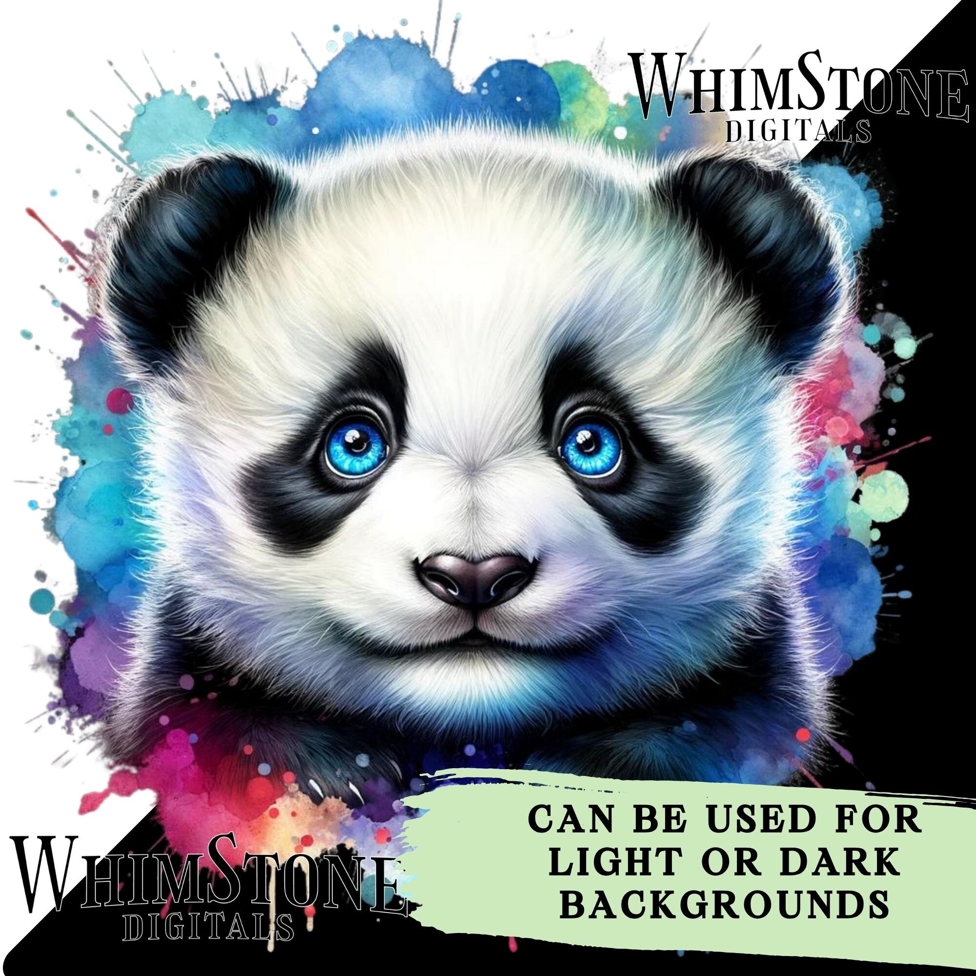 Watercolor Baby Panda Bear PNG DTF Design Artistic Panda Cub Clipart ...