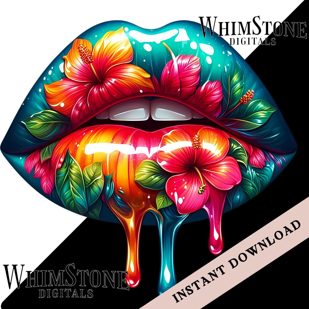 Tropical Lips PNG, Kiss Lips Dtf Design, Dripping Lip Clipart, Orange ...
