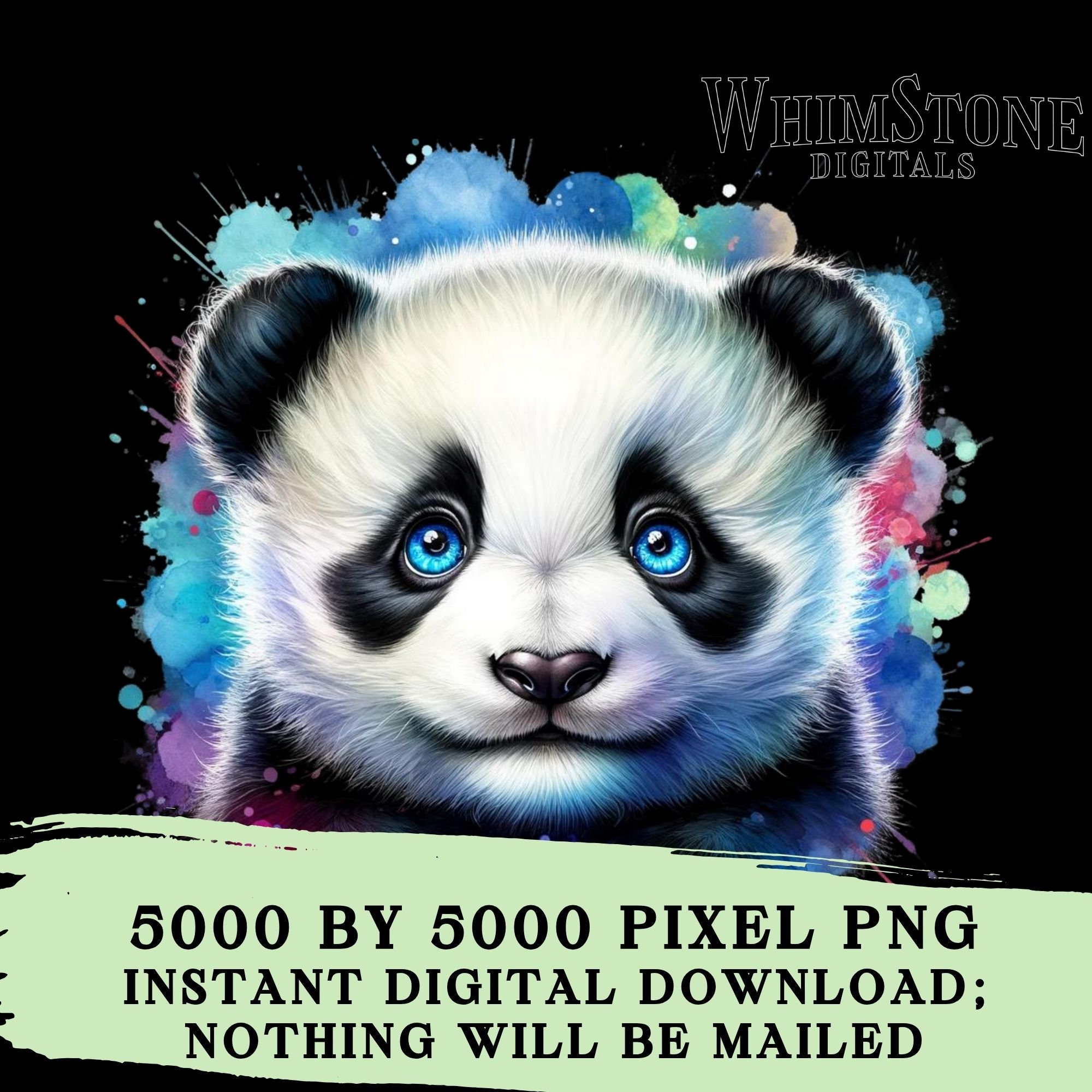 Watercolor Baby Panda Bear PNG DTF Design Artistic Panda Cub Clipart ...