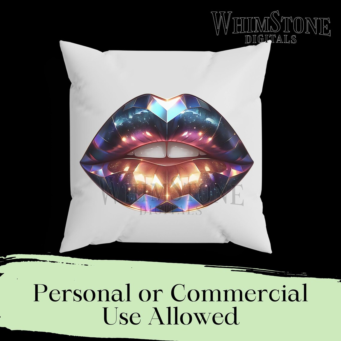 Metallic Glam Lips PNG, 3D Lips Dtf Design, Geometric Lips Clipart ...