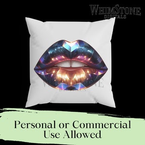 Metallic Glam Lips PNG, 3D Lips Dtf Design, Geometric Lips Clipart ...