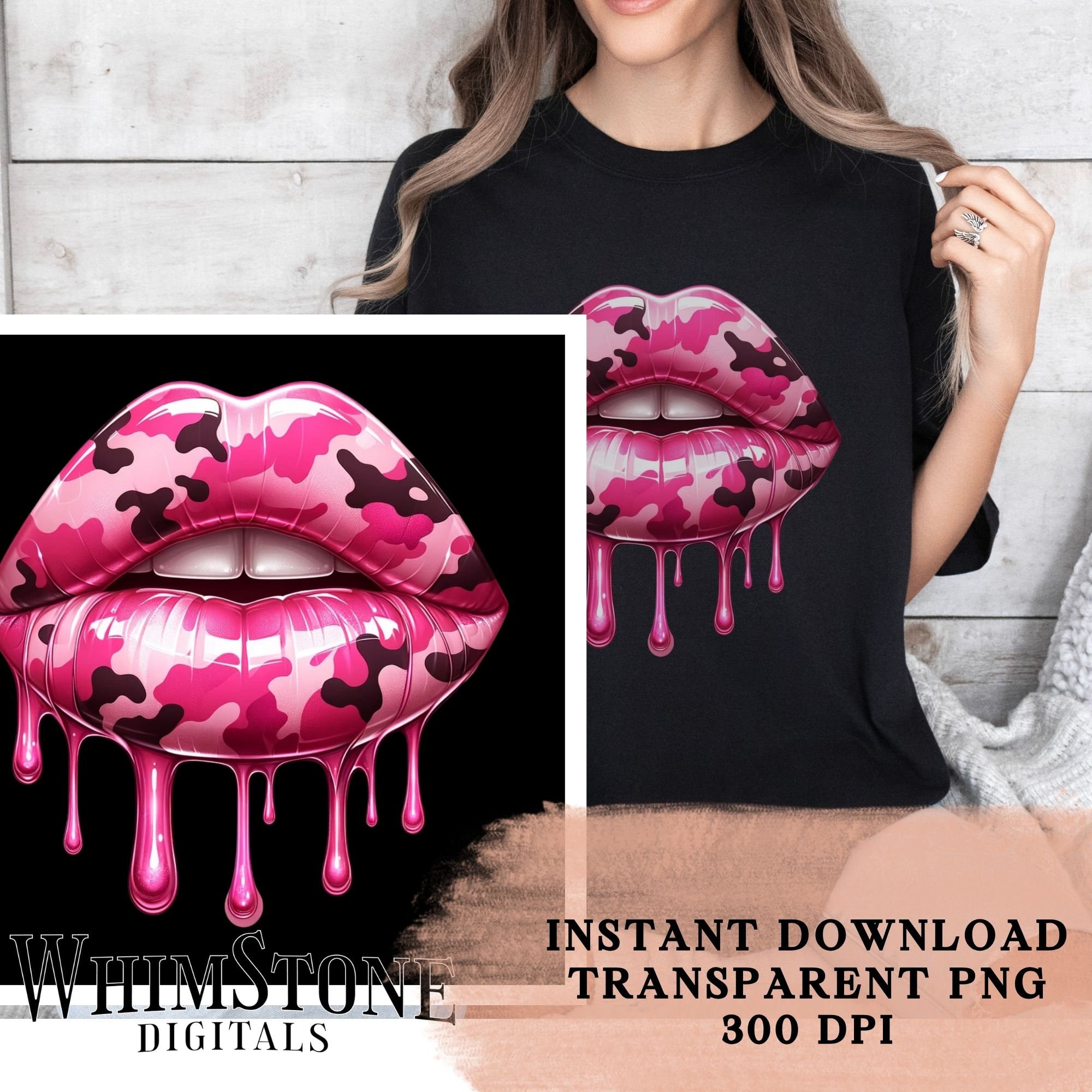 Camouflage Lips PNG Bundle, Camo Lips Clipart, Dtf Design, Licking Lips ...