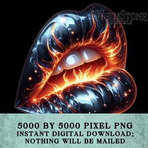 Fiery Lips PNG, Lips Dtf Design, Artistic Lips Clipart, Kiss Lips ...