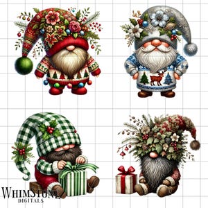 Christmas Gnomes Clipart Bundle, Winter Gnomes PNG Bundle, Cute Gnome ...