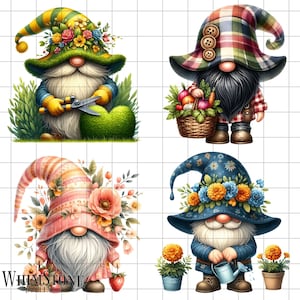 Gardening Gnomes Clipart Bundle, Spring Gnome PNG Bundle, Veggie and ...