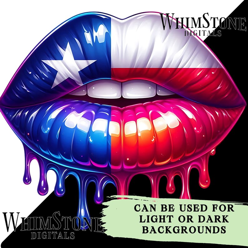 Texas Flag Lips PNG, Kiss Lips Dtf Design, Dripping Lip Clipart, Texas ...