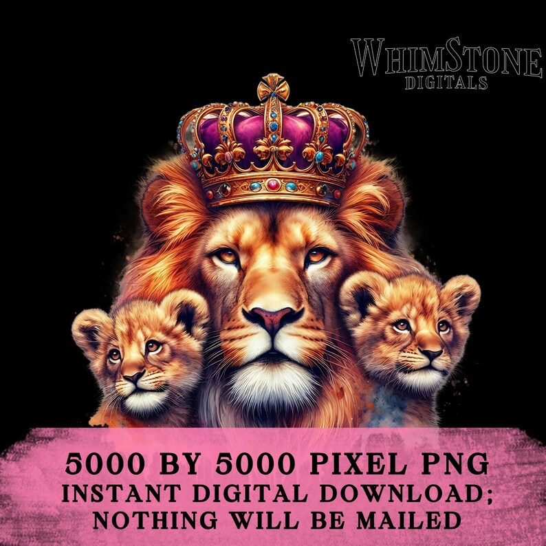 Watercolor King Lion With Cubs PNG, King Lion Sublimation, King Lion ...