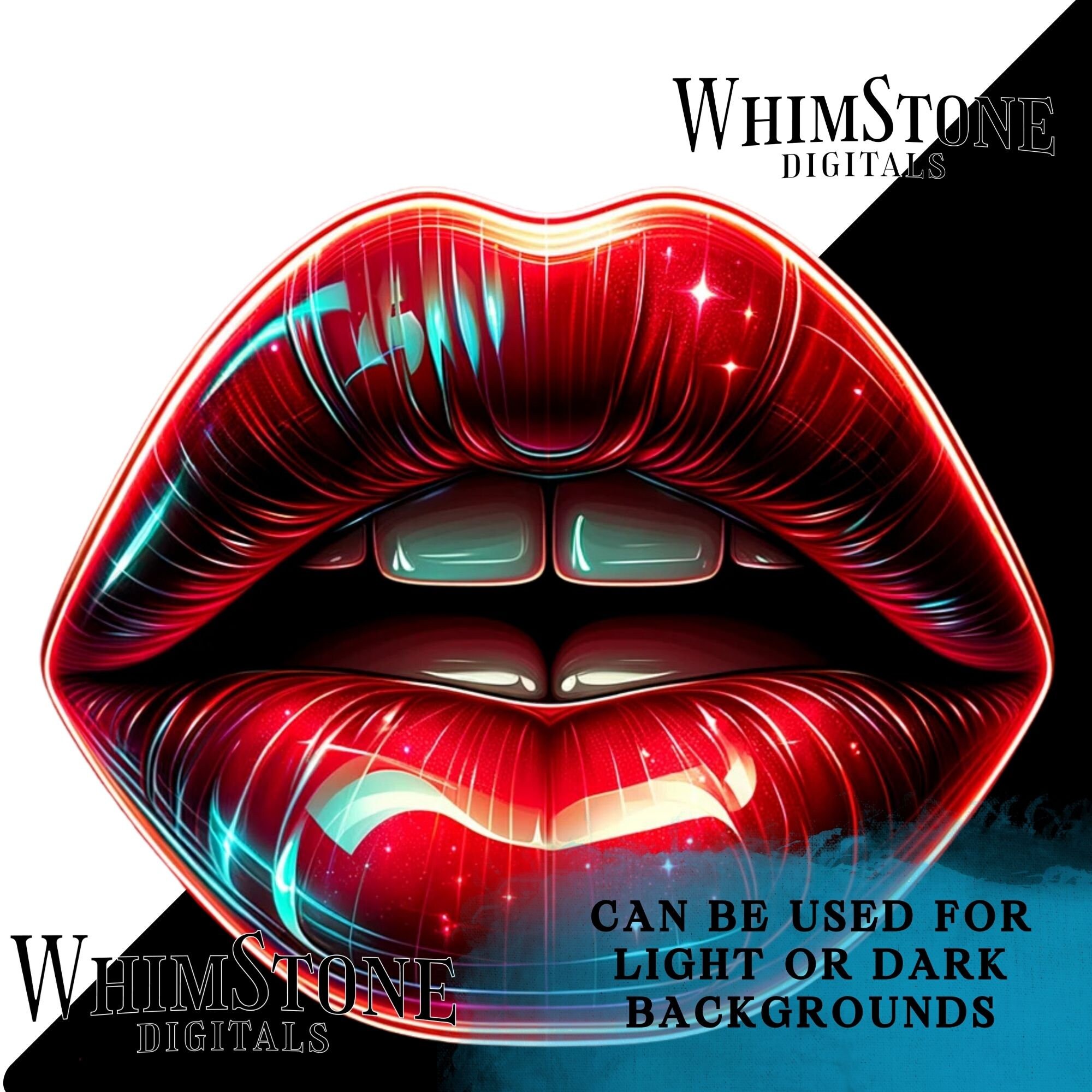 Red Neon Lips PNG, Kiss Lips Dtf Design, Lips Clipart Shimmering Lips ...