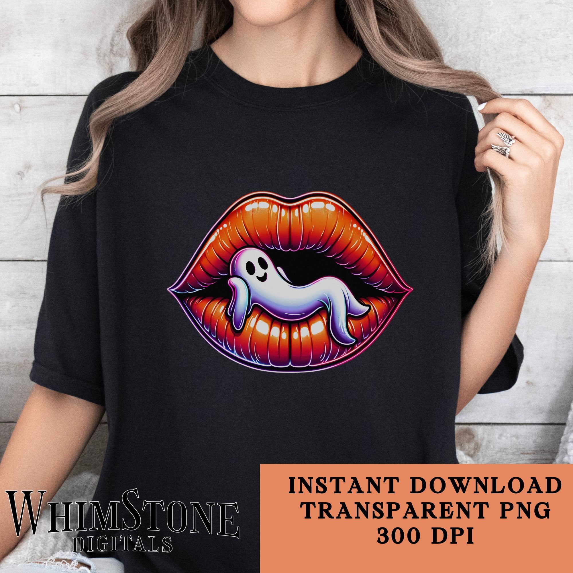 Cute Ghost Lips PNG, Lip Dtf Design, Friendly Ghost Sublimation ...