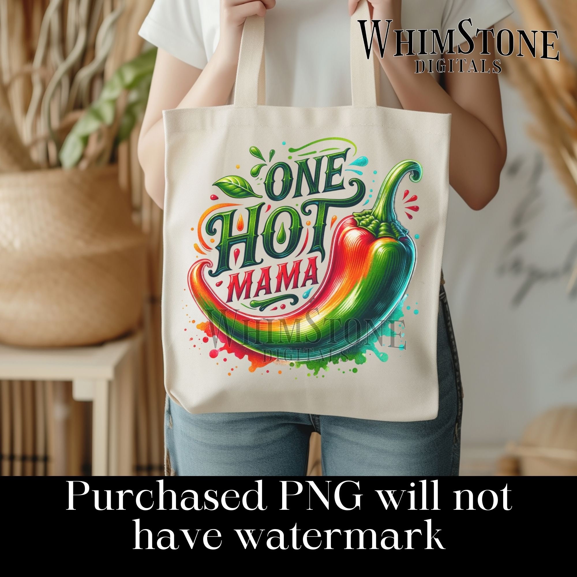 One Hot Mama PNG, Mama Dtf, Funny Mama Watercolor Sublimation, Jalapeno ...