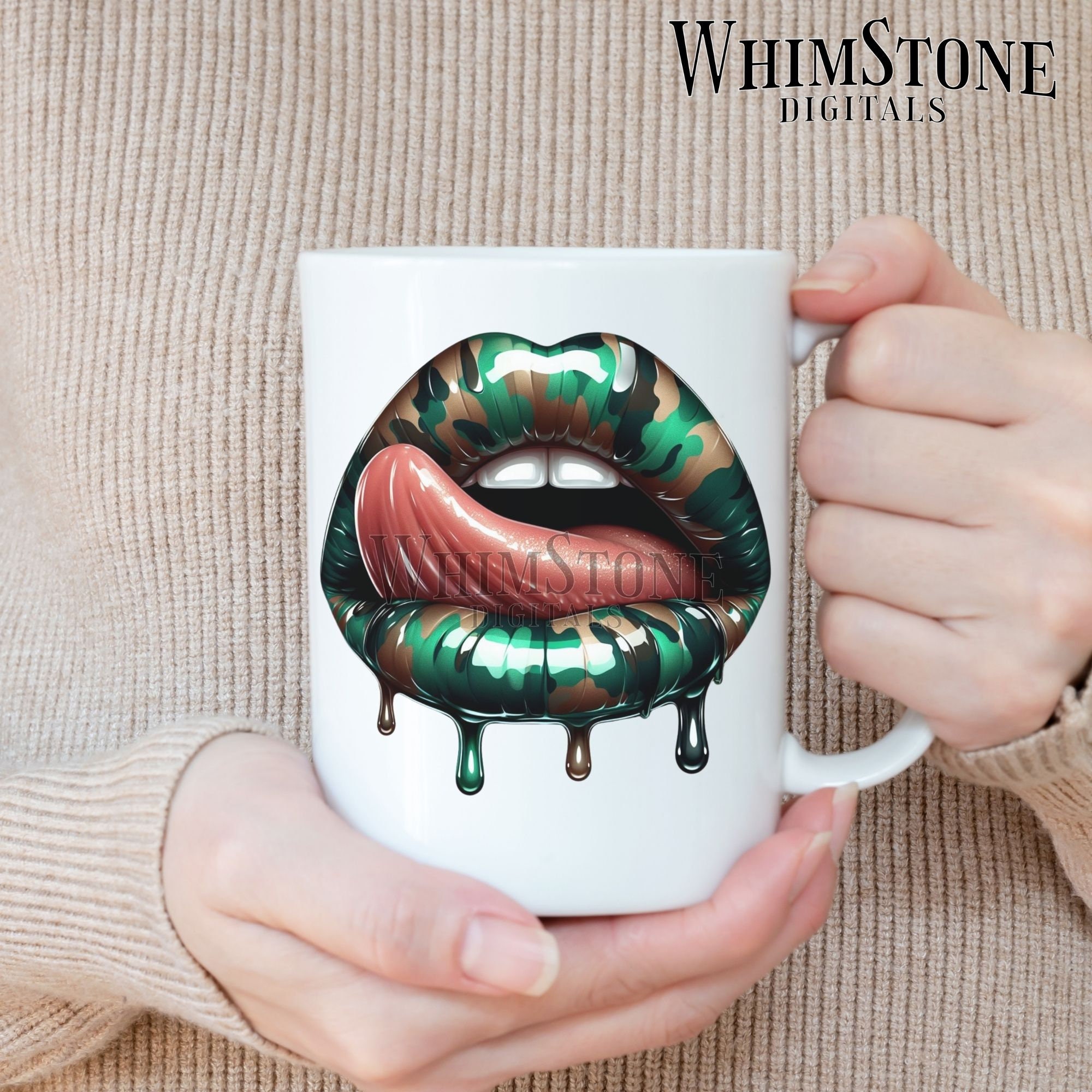 Camouflage Lips PNG Bundle, Camo Lips Clipart, Dtf Design, Licking Lips ...