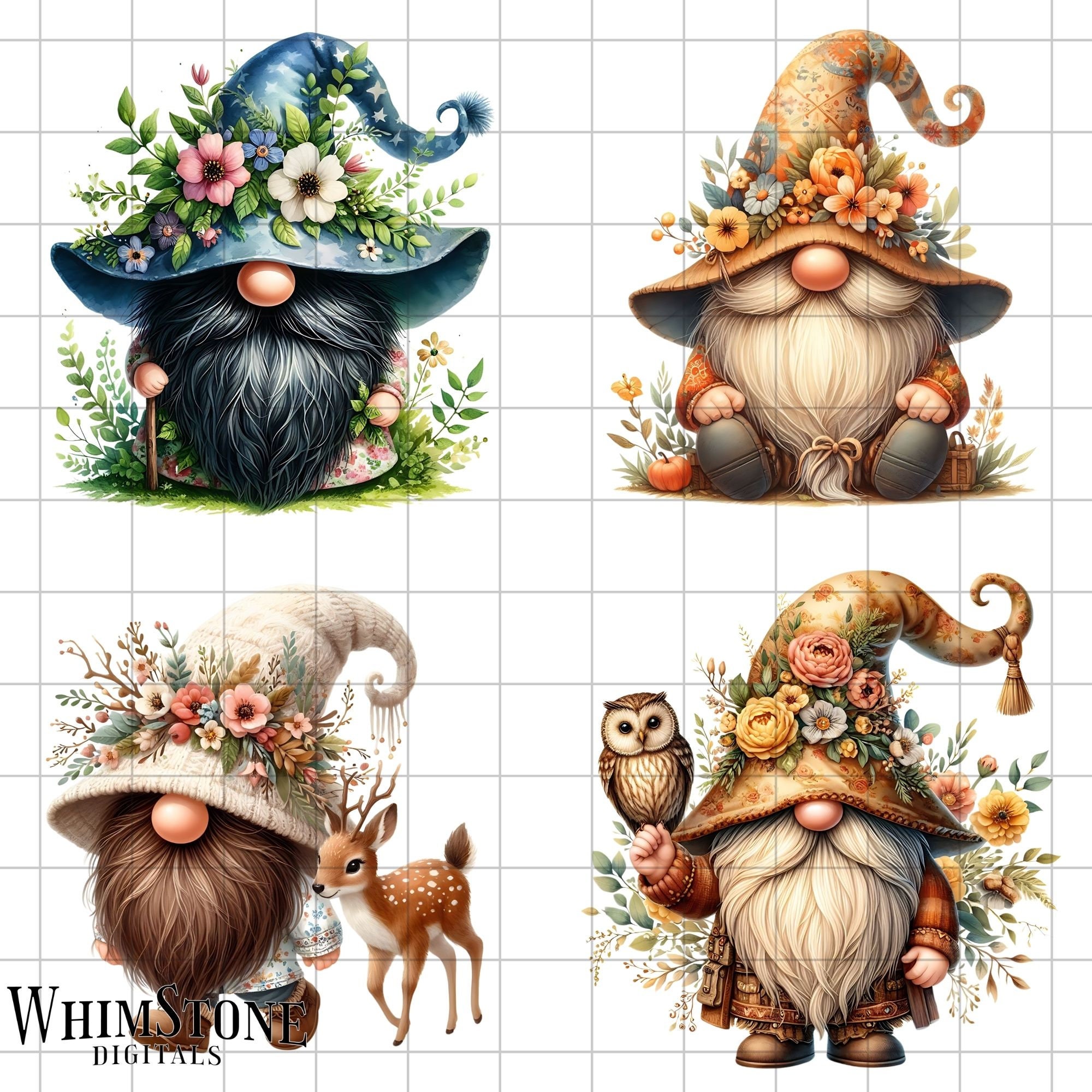Cottagecore Gnomes Clipart Bundle, Woodland Gnome PNG Bundle ...