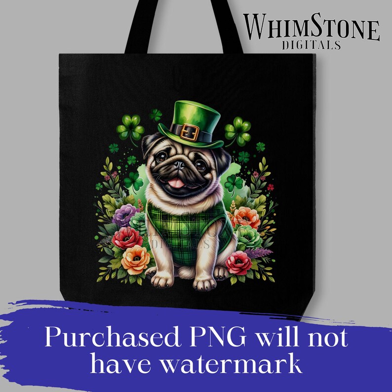 Saint Patrick's Day Pug PNG, Floral Pug Clipart St. Patty's Day T-shirt ...