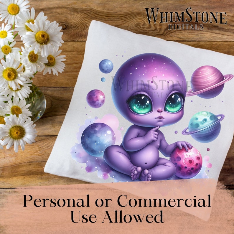 Cute Baby Alien Clipart Bundle, Alien Babies PNG Bundle, Fun Nursery ...