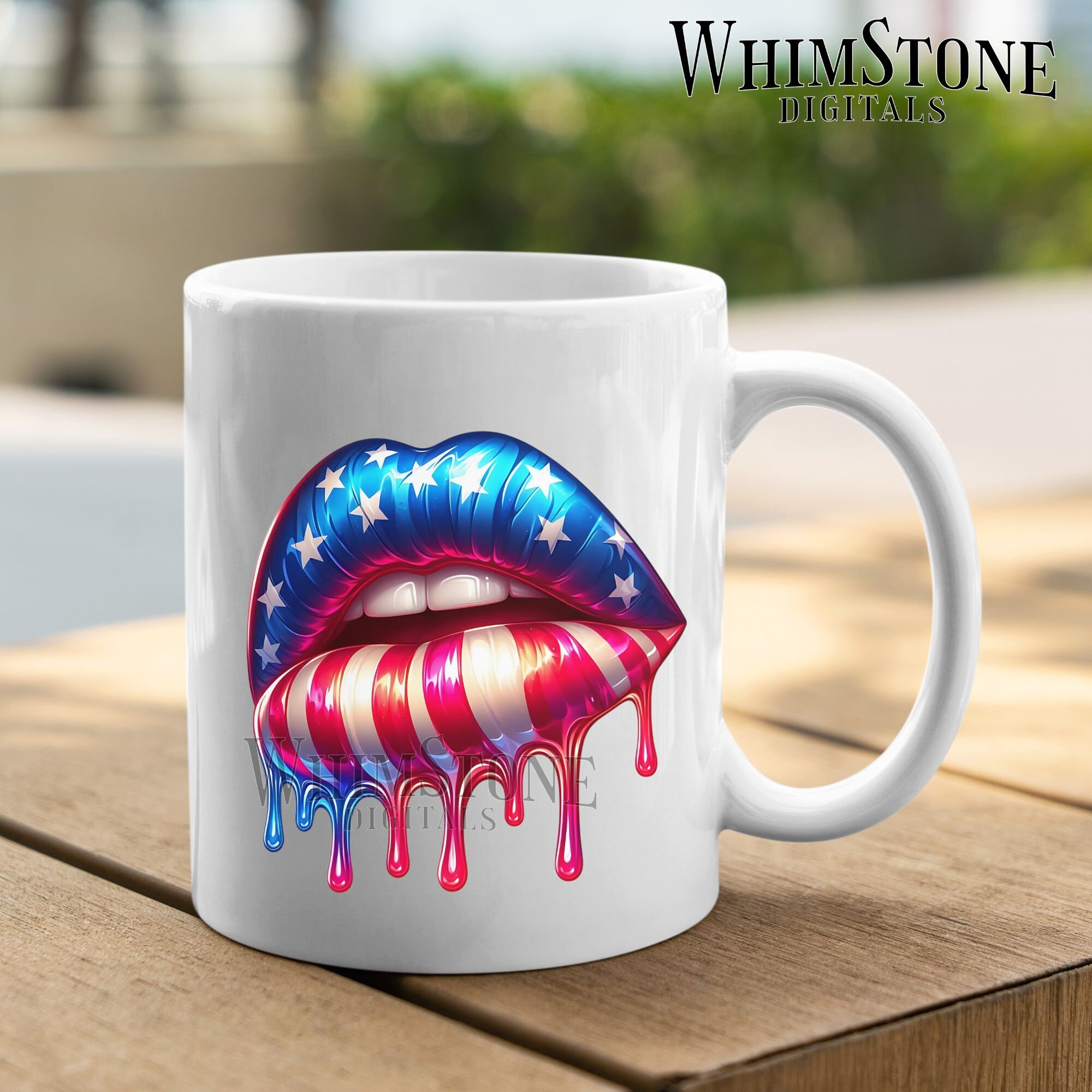 Patriotic Lips PNG, USA Dtf Design, USA Clipart, Patriotic Kiss Lips ...