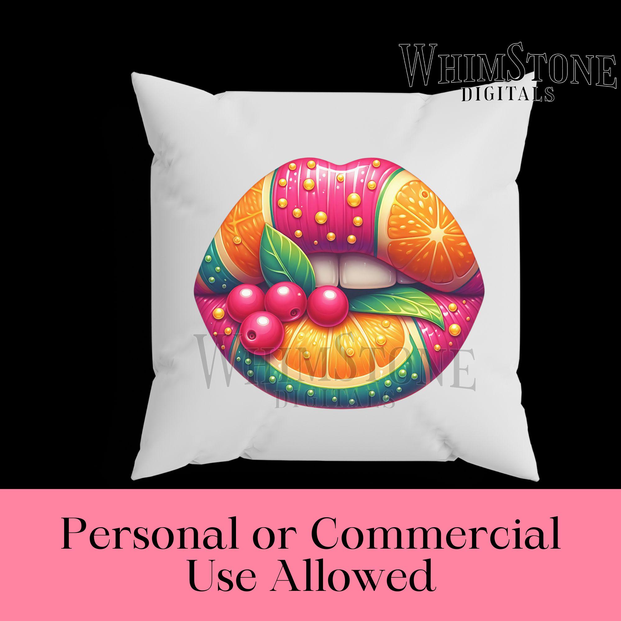 Fruity Lip PNG Bundle, Lips With Fruit Clipart, Dtf Design, Fun Lip ...
