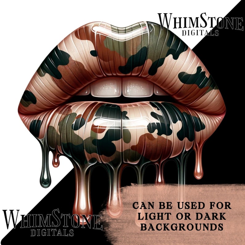 Camouflage Lips PNG Bundle, Camo Lips Clipart, Dtf Design, Licking Lips ...