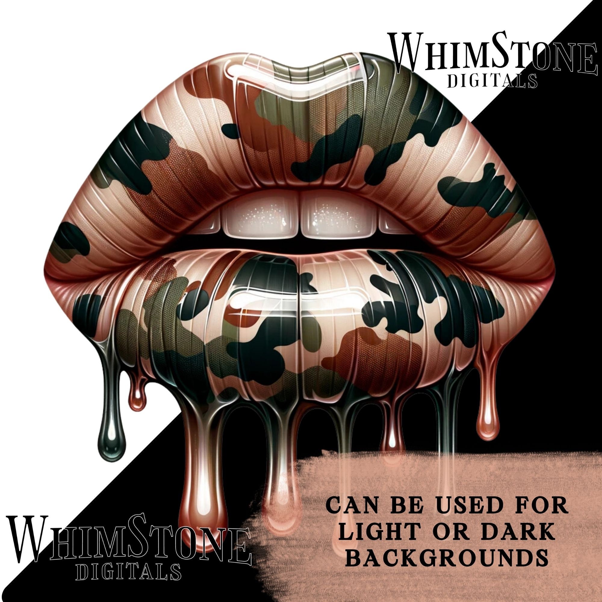 Camouflage Lips PNG Bundle, Camo Lips Clipart, Dtf Design, Licking Lips ...