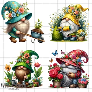 Gardening Gnomes Clipart Bundle, Spring Gnome PNG Bundle, Veggie and ...