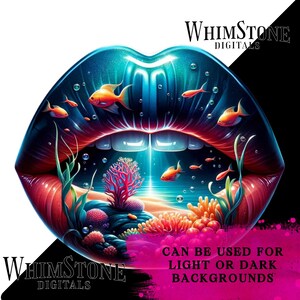 Ocean Lips PNG, Underwater Scenery DTF Design, Oceanic Clipart, Coral ...