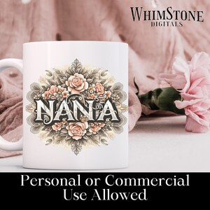Vintage Floral Nana PNG Nana DTF Nana Flower Sublimation Vintage Flowers Png Nana Clipart Nana ...