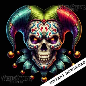 Spooky Jester Skull PNG, Creepy Skeleton Dtf Design, Halloween Clipart ...