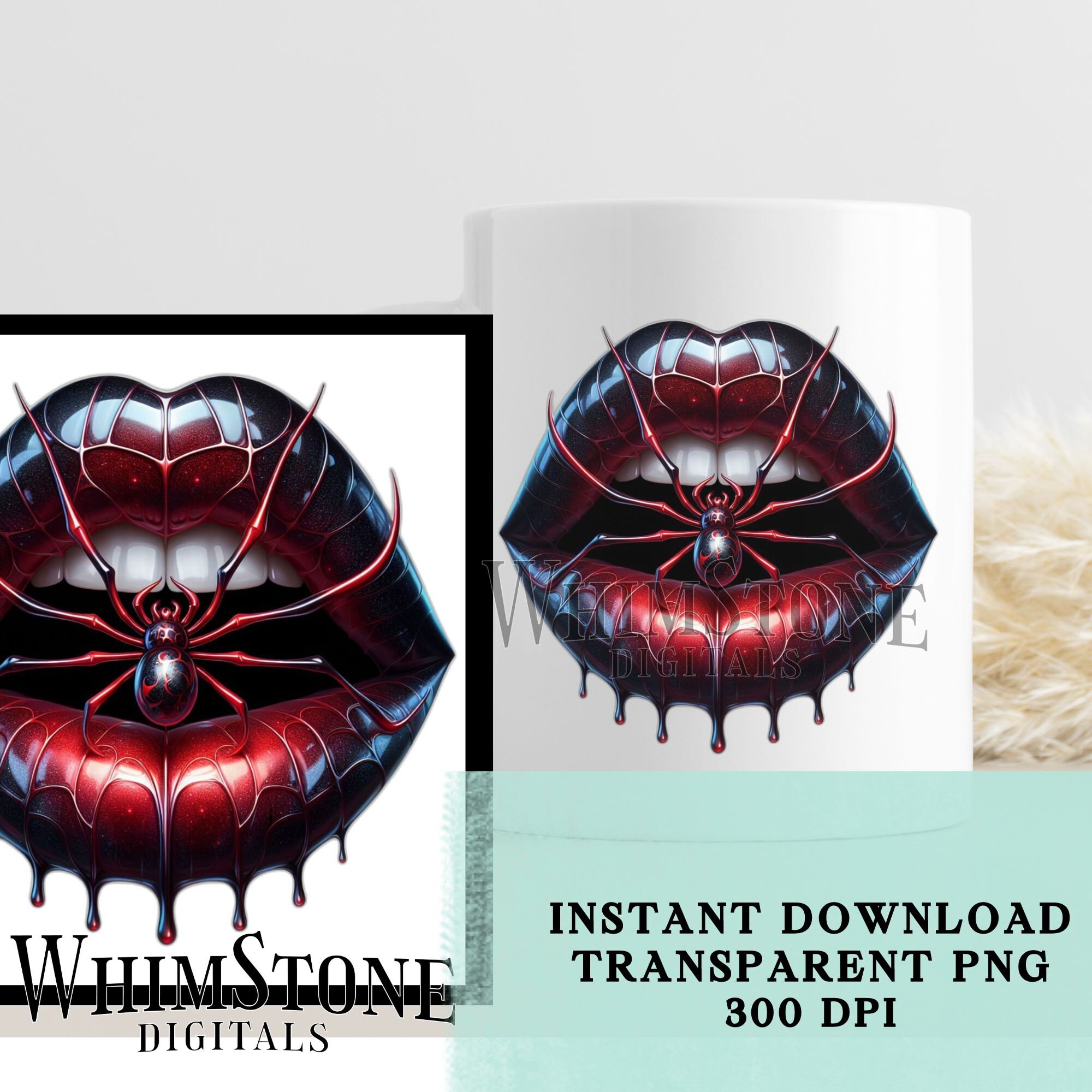 Spider Lips PNG, Spooky Lips Dtf Design, Halloween Clipart, Creepy ...