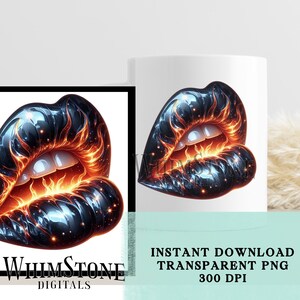 Fiery Lips PNG, Lips Dtf Design, Artistic Lips Clipart, Kiss Lips ...