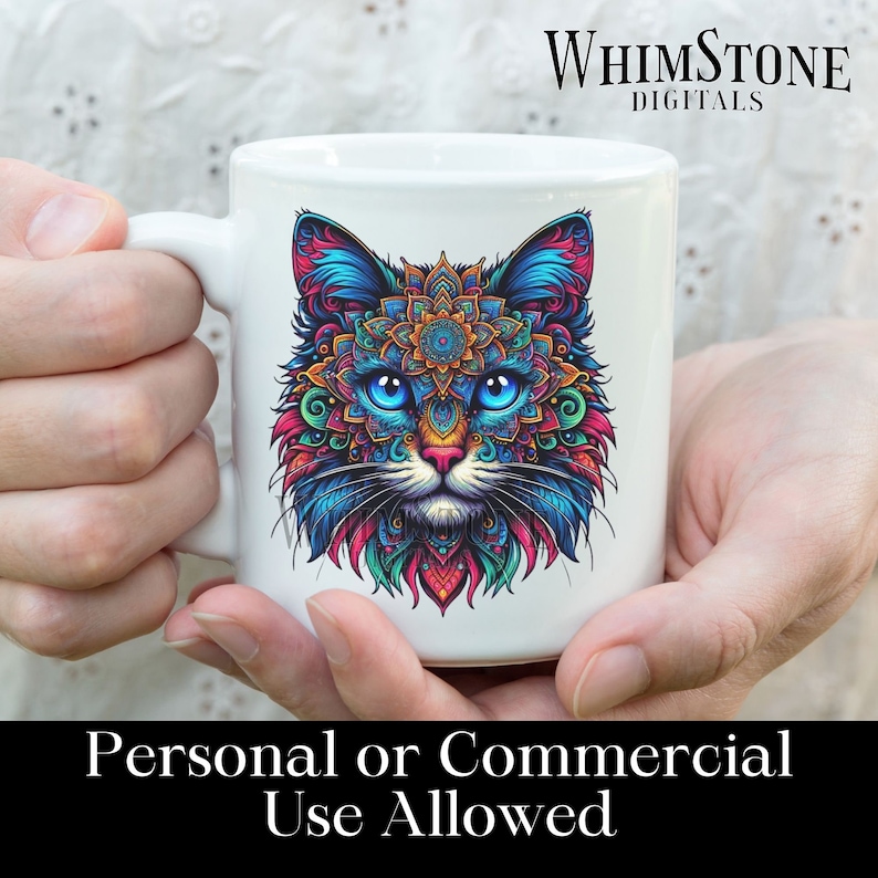 Beautiful Cat PNG Mandala Cat Dtf Design Colorful Cat Sublimation ...