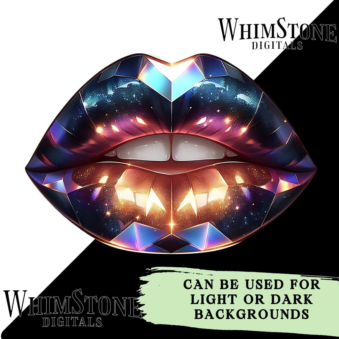Metallic Glam Lips PNG, 3D Lips Dtf Design, Geometric Lips Clipart ...