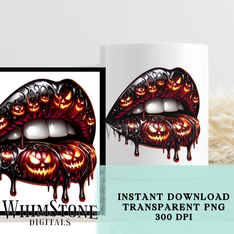 Spooky Lips PNG, Lips Dtf Design, Jack O Lantern Lips Clipart, Kiss ...