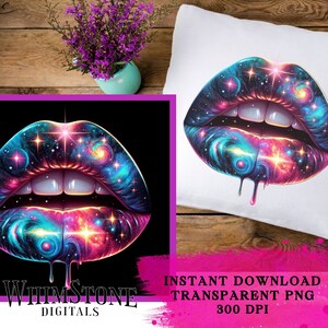 Cosmic Lips PNG, Celestial Lips DTF Design, Artistic Clipart, Cosmos ...