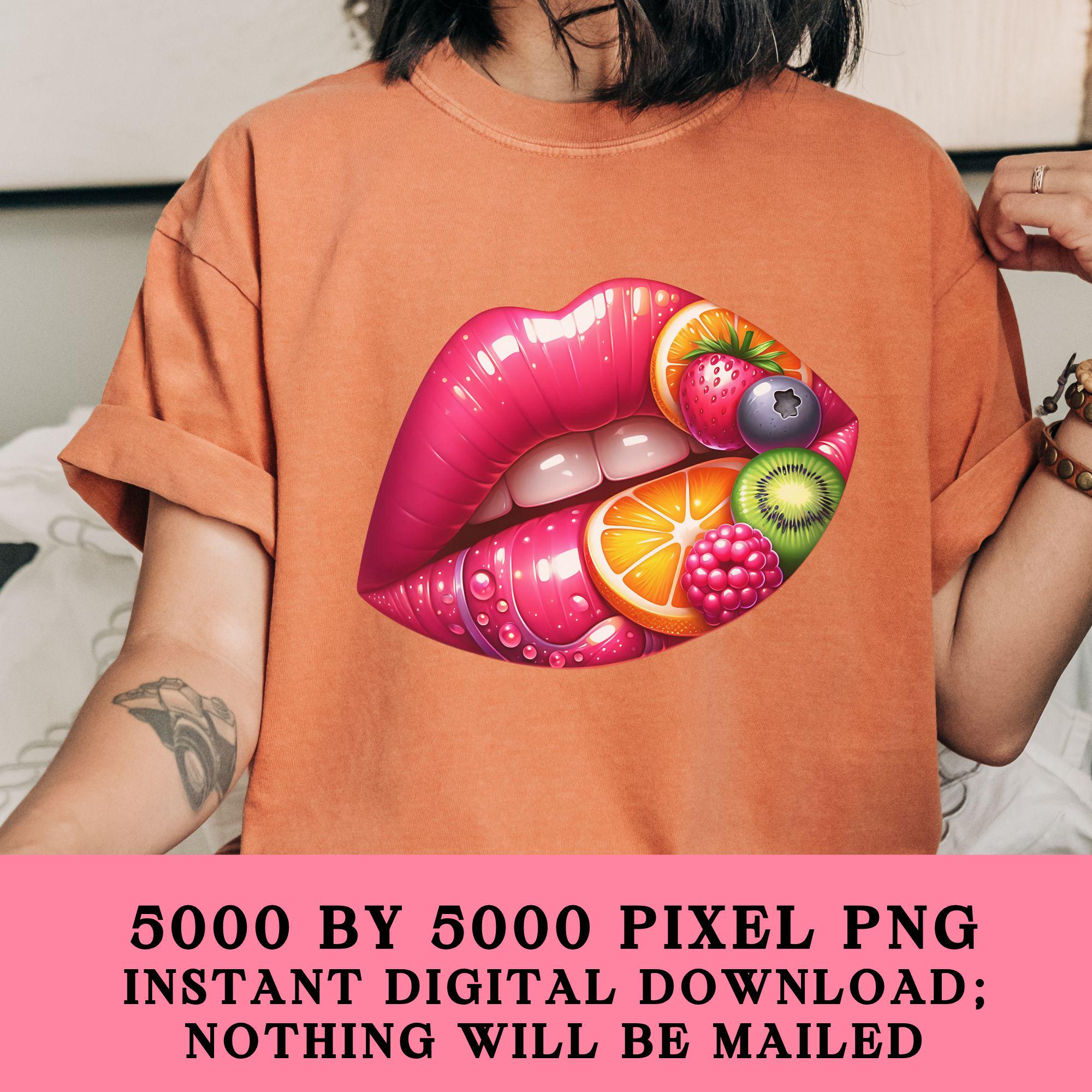Fruity Lip PNG Bundle, Lips With Fruit Clipart, Dtf Design, Fun Lip ...