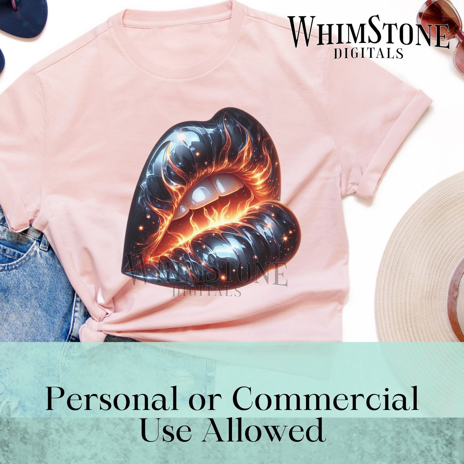 Fiery Lips PNG, Lips Dtf Design, Artistic Lips Clipart, Kiss Lips ...