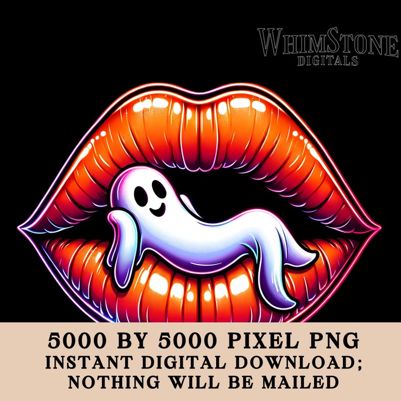 Cute Ghost Lips PNG, Lip Dtf Design, Friendly Ghost Sublimation ...